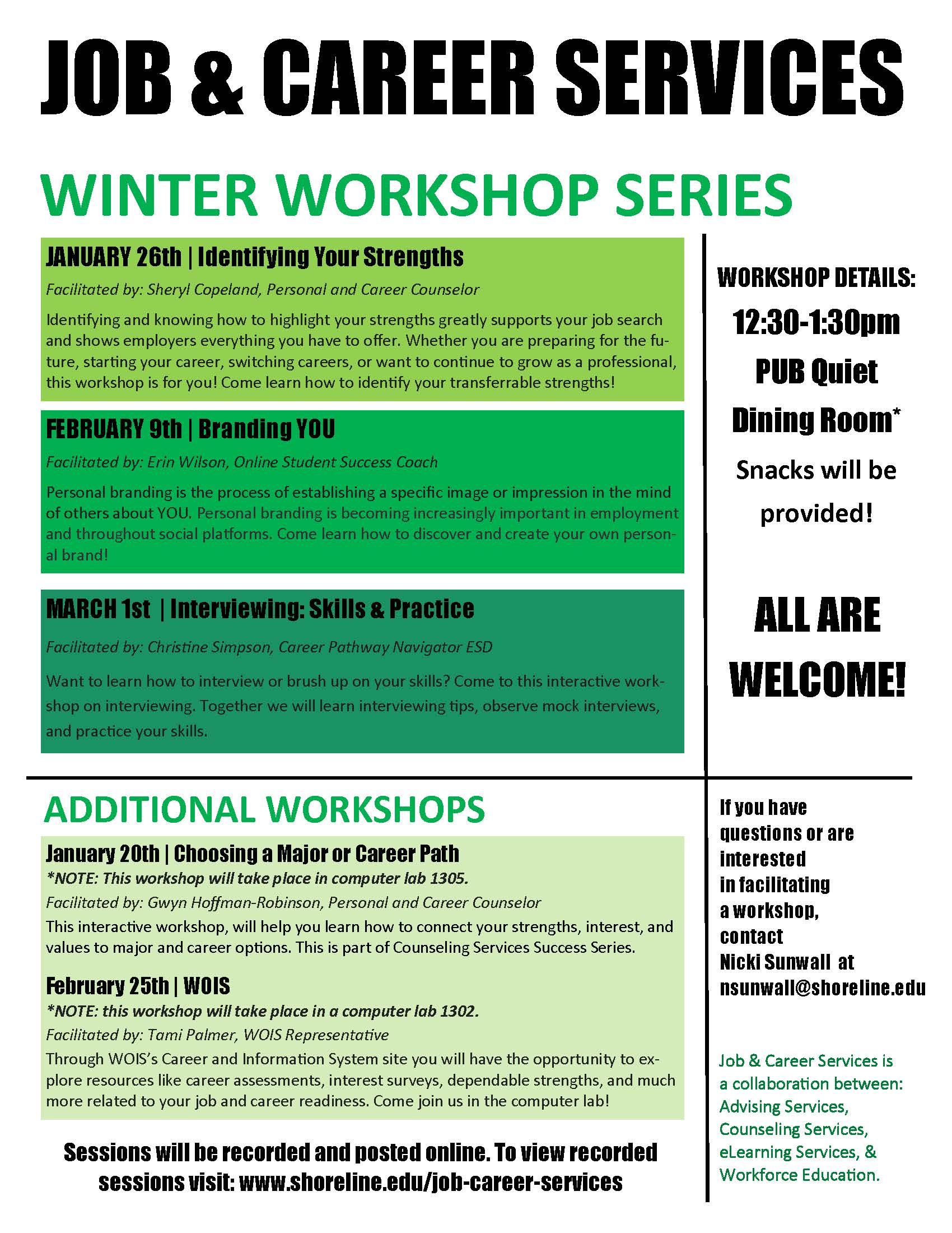 Announcing Job and Career Services Winter workshop series! – Day at a ...