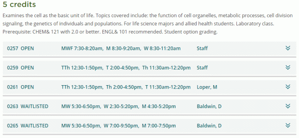 Class Schedule updated for classes with multiple times – Day at a Glance