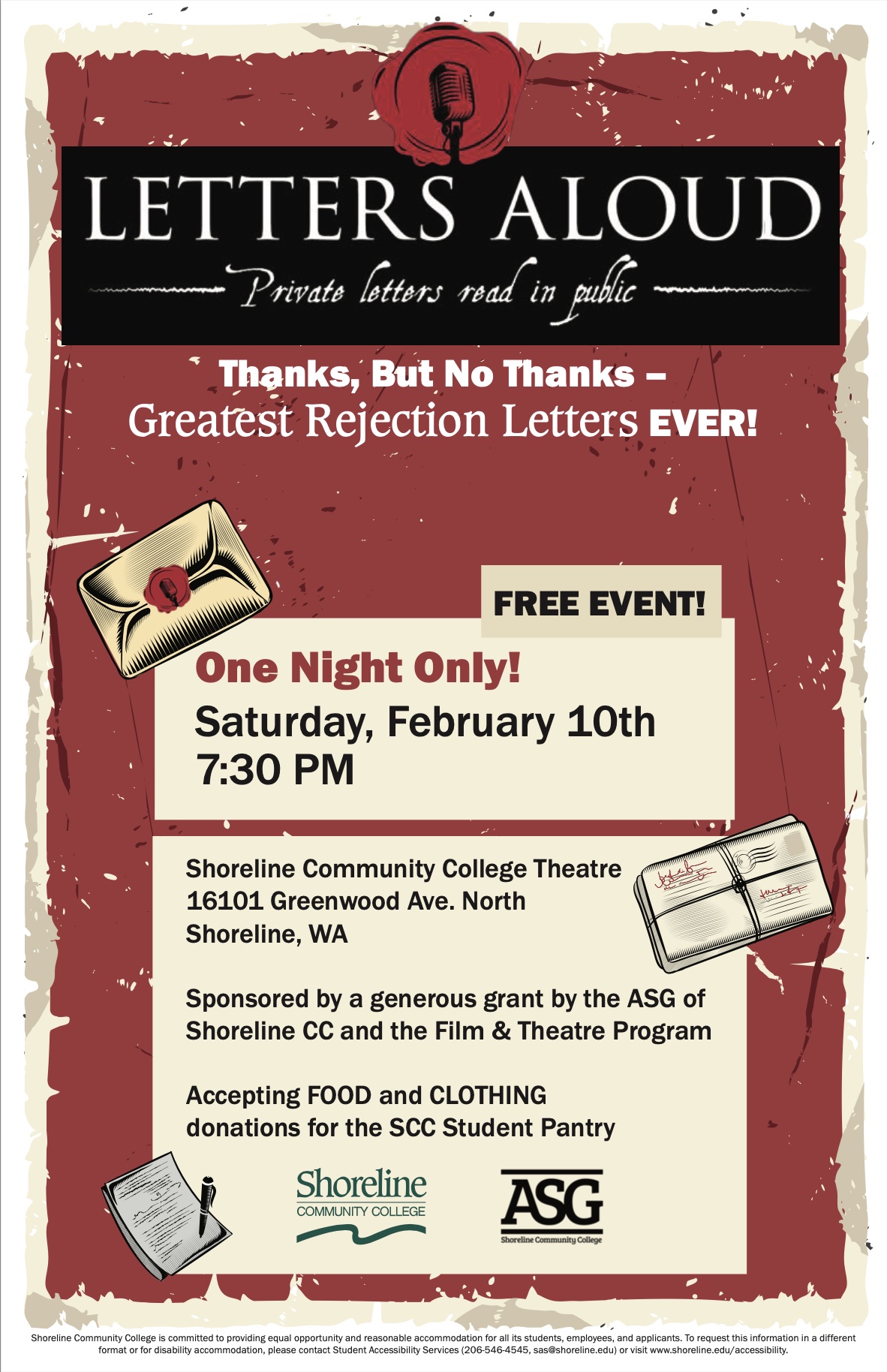Join us for Letters Aloud- A Night of the Greatest Rejection Letters ...